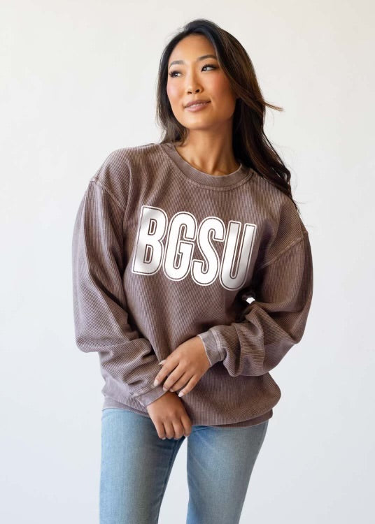 Chicka-D Ladies Espresso Corded Crew – Elite Collegiate Apparel