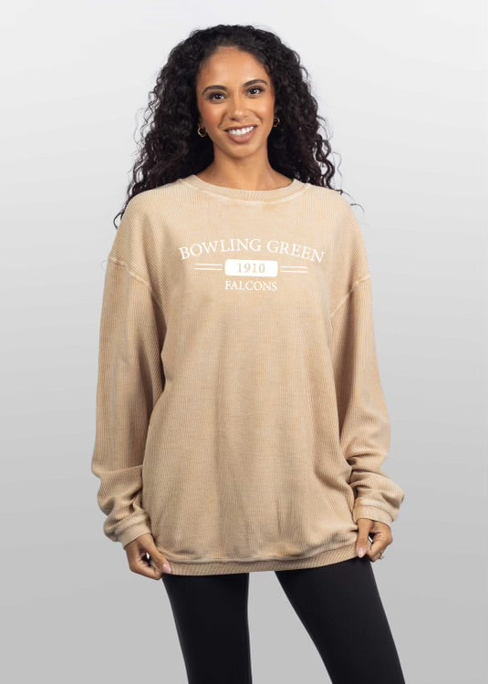 Chicka-D Ladies Latte Bowling Green Corded Crew – Elite Collegiate Apparel